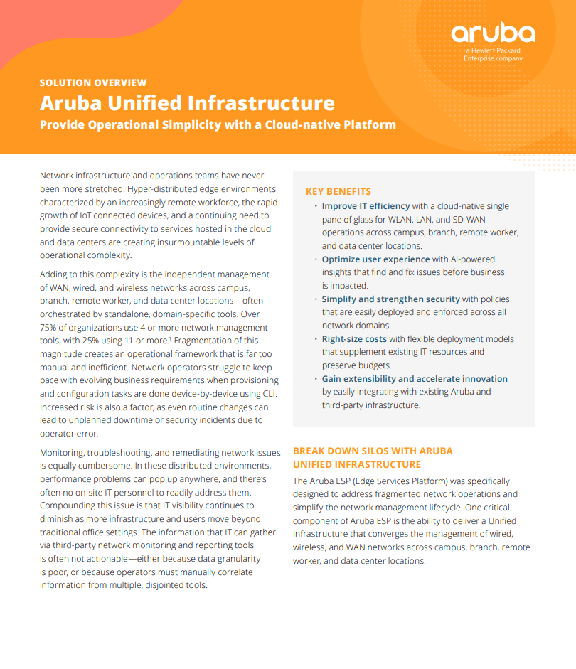 Aruba Unified Infrastructure - Laketec Aruba Unified Infrastructure - Laketec